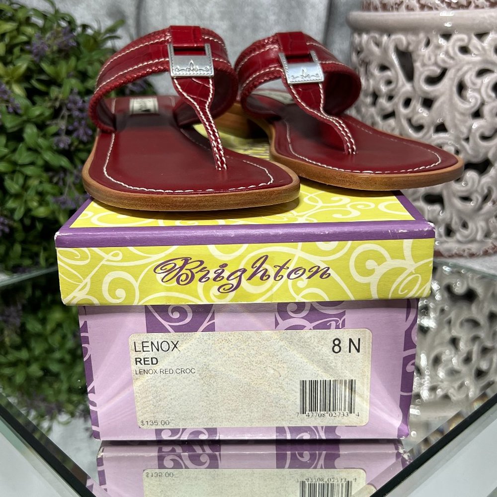 Brighton Lenox Crocodile Leather Sandals - New - Gem